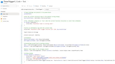 automate table storage backups using azure function rios