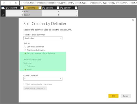 solved how to split the the column into multiple rows microsoft