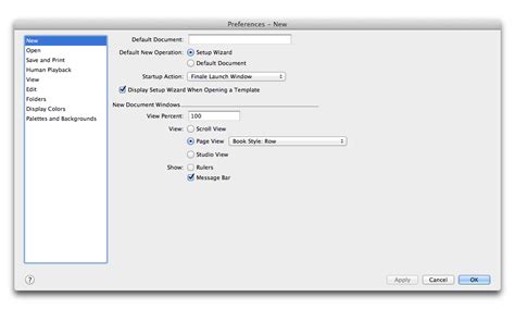 preferences dialog box