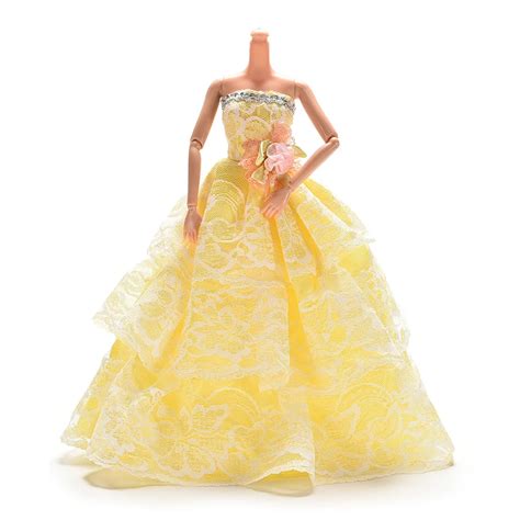 Elegant Lace Multi Layers Wedding Dress For Barbie Doll Luxury Floral