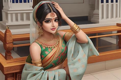 Premium Photo A Glamor Beautiful Girl Of Indian Ethnicity Wearing