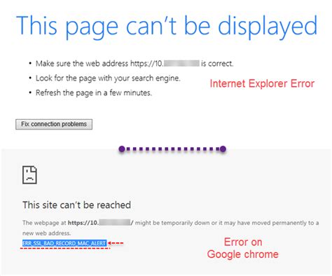 resolved hp ilo this page cannot be displayed err ssl bad record mac