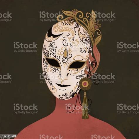 Woman In Mask Illustration Venecian Mask Stock Illustration Download