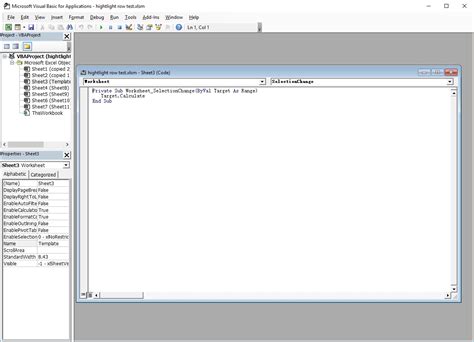 vba applying auto highlight row to active cell to the entire workbook