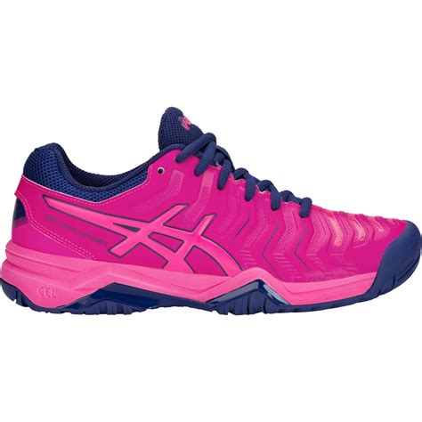 Asics Womens Gel Challenger 11 Tennis Shoes Pink Glow Blue Print