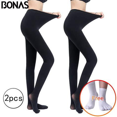 Bonas 2pcs Lot Winter Warm Tights Get Free T Women High Elastic