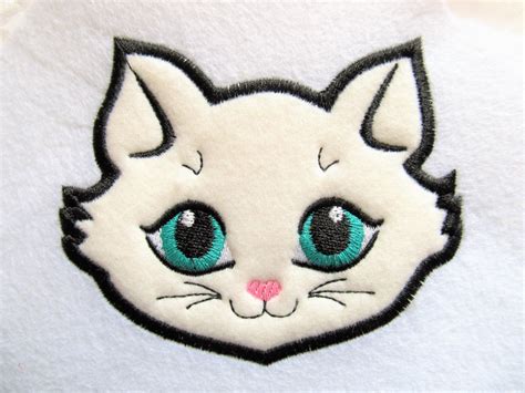 Kitty Cat Head Face Applique Embroidery Designs Cat Applique Etsy