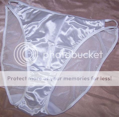 White Satin Sheer Glitter Full Back Double String Nylon Spandex Sissy
