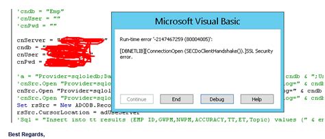 vba connection string to connect sql server with ssl
