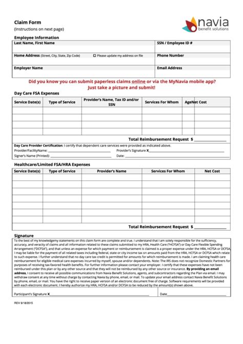 fillable claim form navia printable pdf download