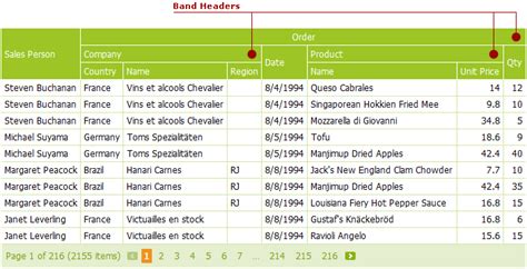 header bands asp controls and mvc extensions
