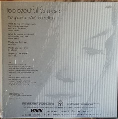 The Spurrlows Regeneration Too Beautiful For Words Vinyl Lp