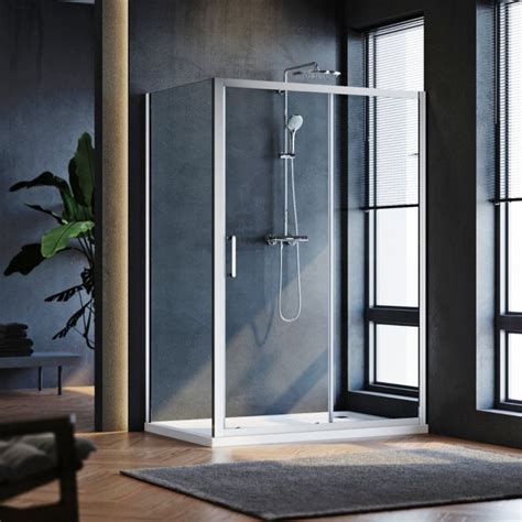 Elegant 1000x700mm Sliding Shower Enclosure 8mm Easy Clean Nano Glass