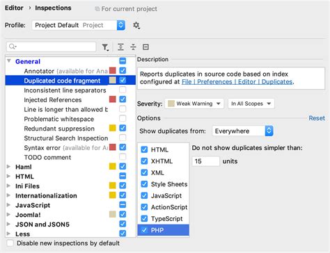 analyze duplicates phpstorm documentation