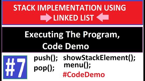 stack implementing using linked list executing the