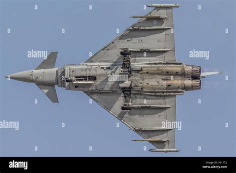 Gray Jet Fighter Eurofighter Typhoon Flies Against The Backdrop Of Sky