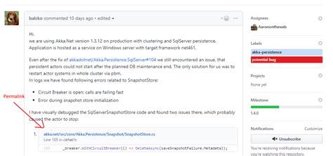 github permalink inside an issue