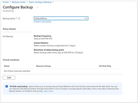back up azure vms in a recovery services vault azure backup