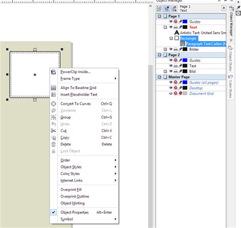 how can i separate paragraph text from enclosing rectangle coreldraw