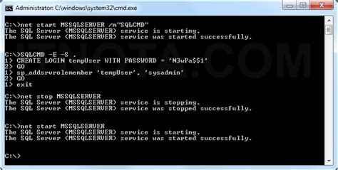 how to reset sa password on microsoft sql server 2012