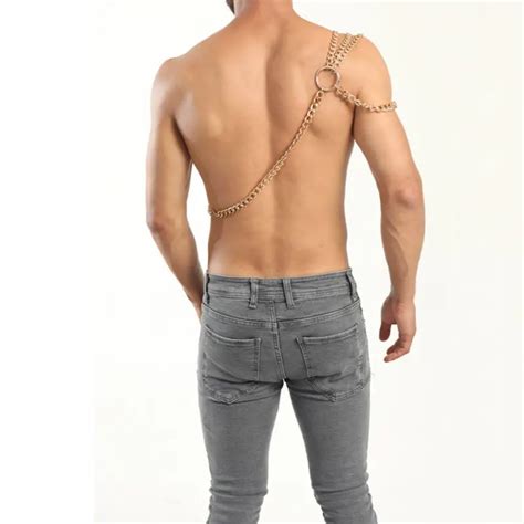 Mens Chest Golden O Shaped Body Chain Temu