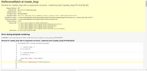 django noreversematch at create blog reverse for update blog with
