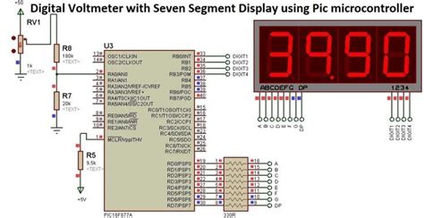 digital voltmeter using 7 segment display and pic microcontroller pic
