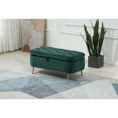 Corahomeliving Gilliam Velvet Storage Ottoman Bench Temple And Webster
