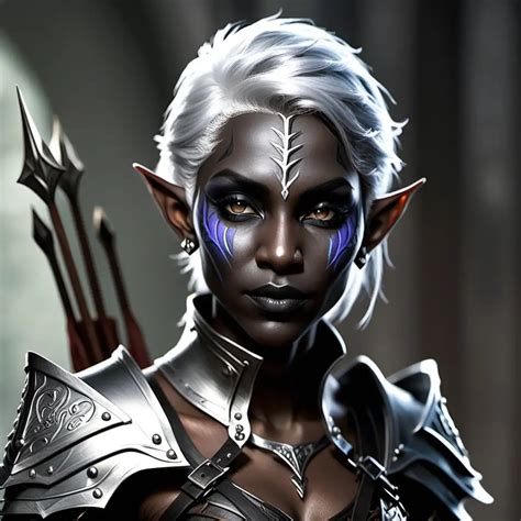 Medium Greyskinned Half Drow Elf Archer In Leather Armor Muse Ai
