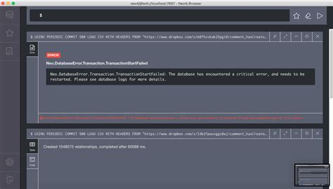 [the database has encountered a critical error and needs