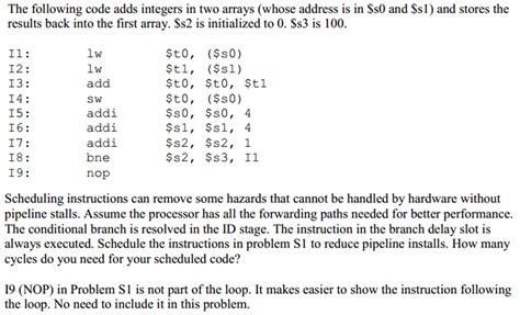 the following code adds integers in two arrays whose