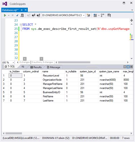 select result set stored procedure sql server sultro