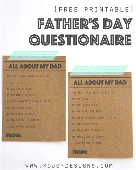 Fathers Day Questionnaire Free Printable Printable Word Searches