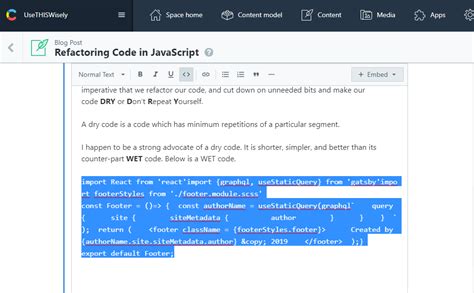 reactjs problem while embedding code in contentful cms