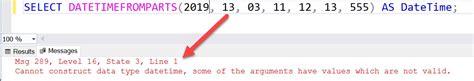 sql server building date and time with datetimefromparts sql