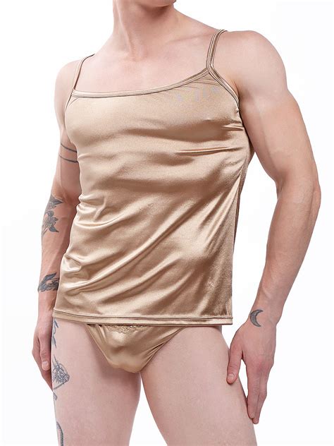 Mens Gold Satin Camisole Satin Lingerie For Men Xdress Uk