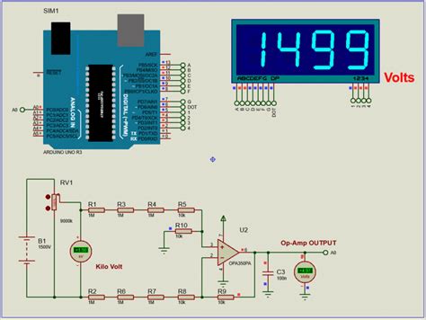 high voltage dc voltmeter with arduino uno and op amp with seven