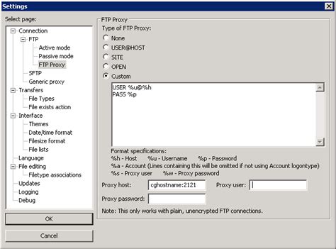 configuring ftp clients in an explicit proxy environment