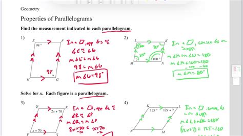 Properties Of Parallelograms Algebra Youtube