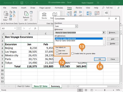 excel consolidate customguide