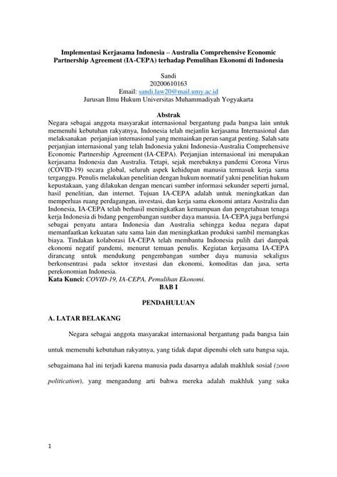Pdf Implementasi Kerjasama Indonesia Australia Comprehensive