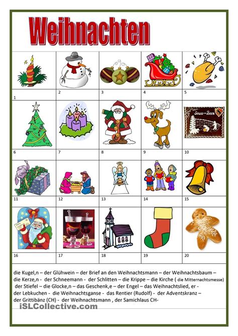 Weihnachten Weihnachtsarbeitsblätter Deutsch Lernen Kinder Rätsel