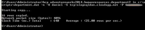 bcp and linked servers to azure