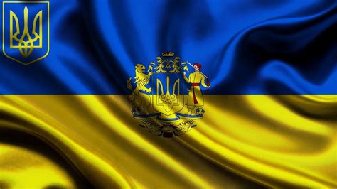 Обои Национальный флаг Украины герб синий желтый цвет красиво