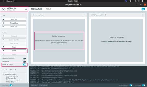 nrf connect dektop application enable mcuboot button application