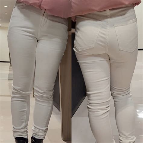 【白スキニージーンズ】デカ尻お姉さんの縁レースパンティー透け4 Pcolle