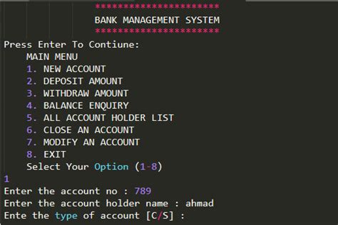 create bank management project with python