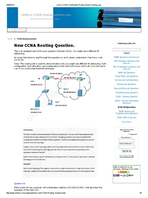 cisco ccna certification practise exam routing lab cisco