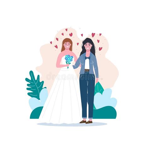 Wedding Lesbian Mini Skirt Bride Eps10 Stock Vector Illustration Of