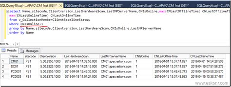 how to query clients collection or ssrs with online status